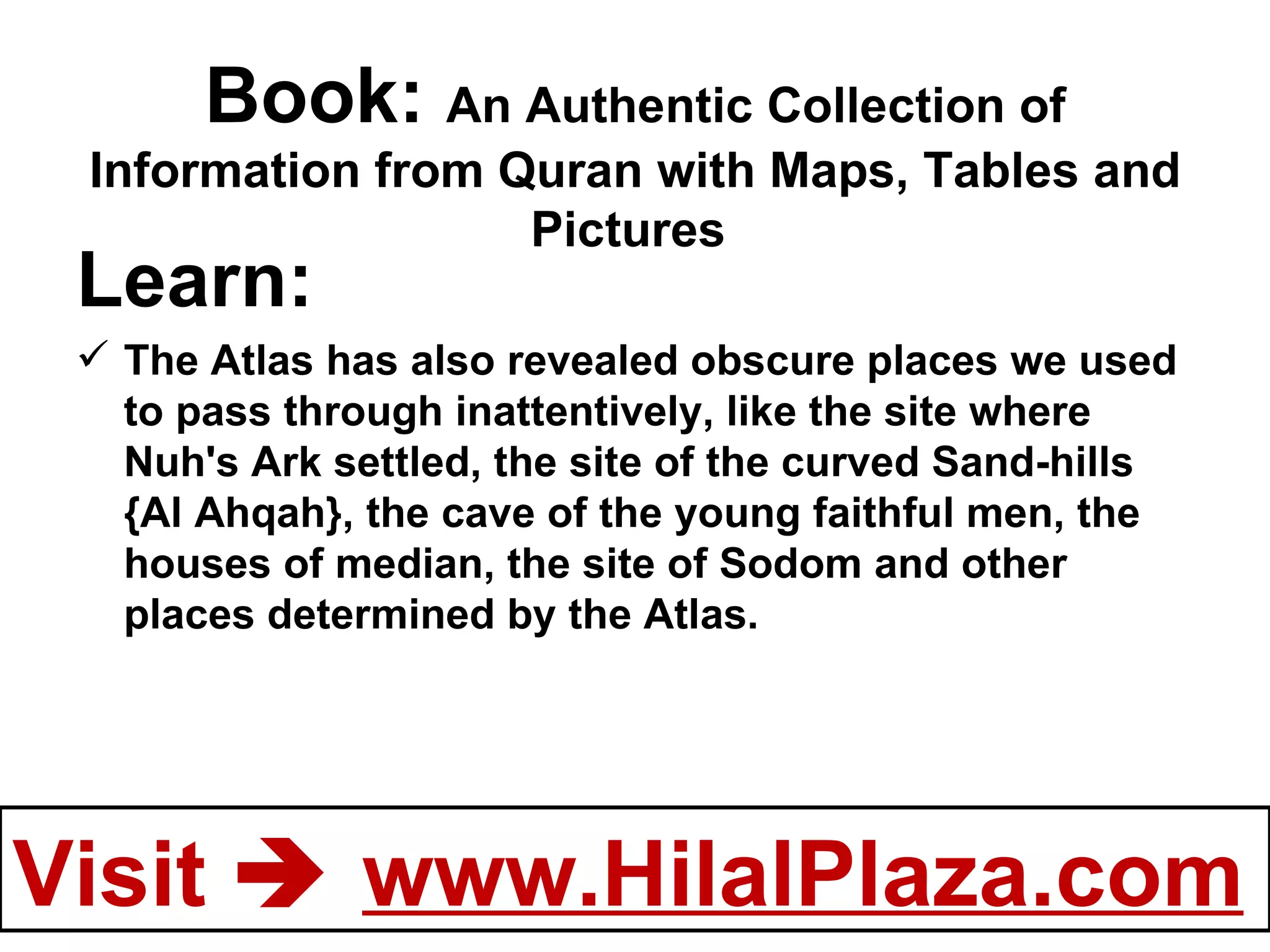 An Authentic collection of information from Quran with maps tables and ...