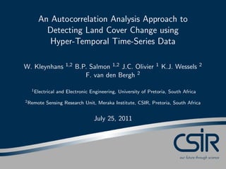 An Autocorrelation Analysis Approach to Detecting Land Cover Change ...