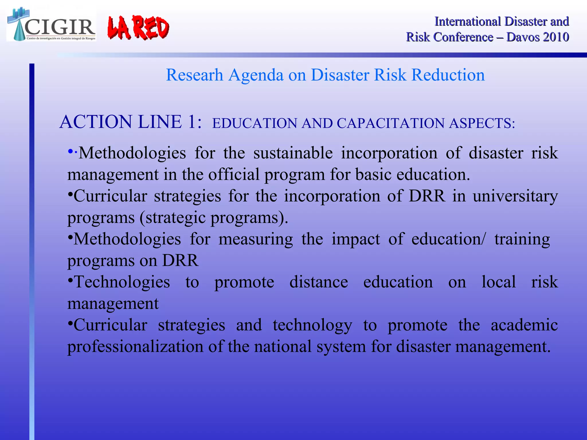 An Experience Designing a National Research Agenda on Disasters Risk ...