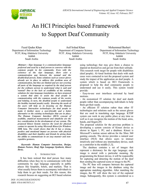 An HCI Principles based Framework to Support Deaf Community | PDF ...