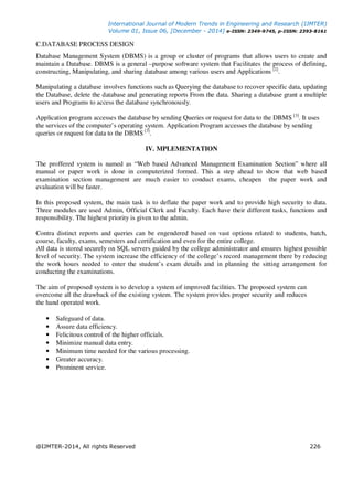 An Implementation Approach for Advanced Management of Examination ...