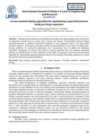 An incremental mining algorithm for maintaining sequential patterns using pre-large sequences | PDF