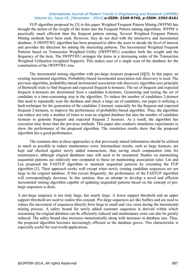 An incremental mining algorithm for maintaining sequential patterns using pre-large sequences | PDF