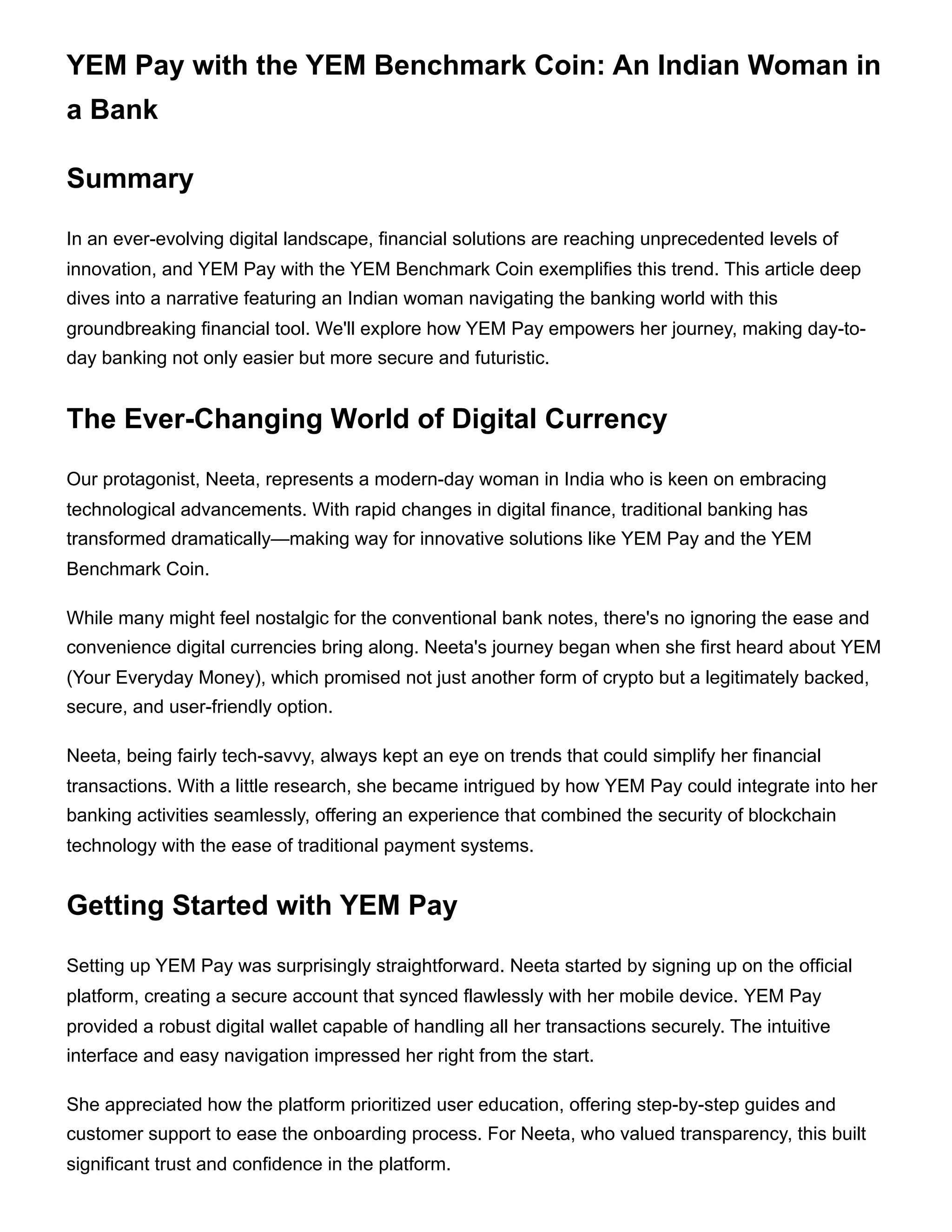 YEM Pay: An Indian woman in a bank paying with YEM | PDF