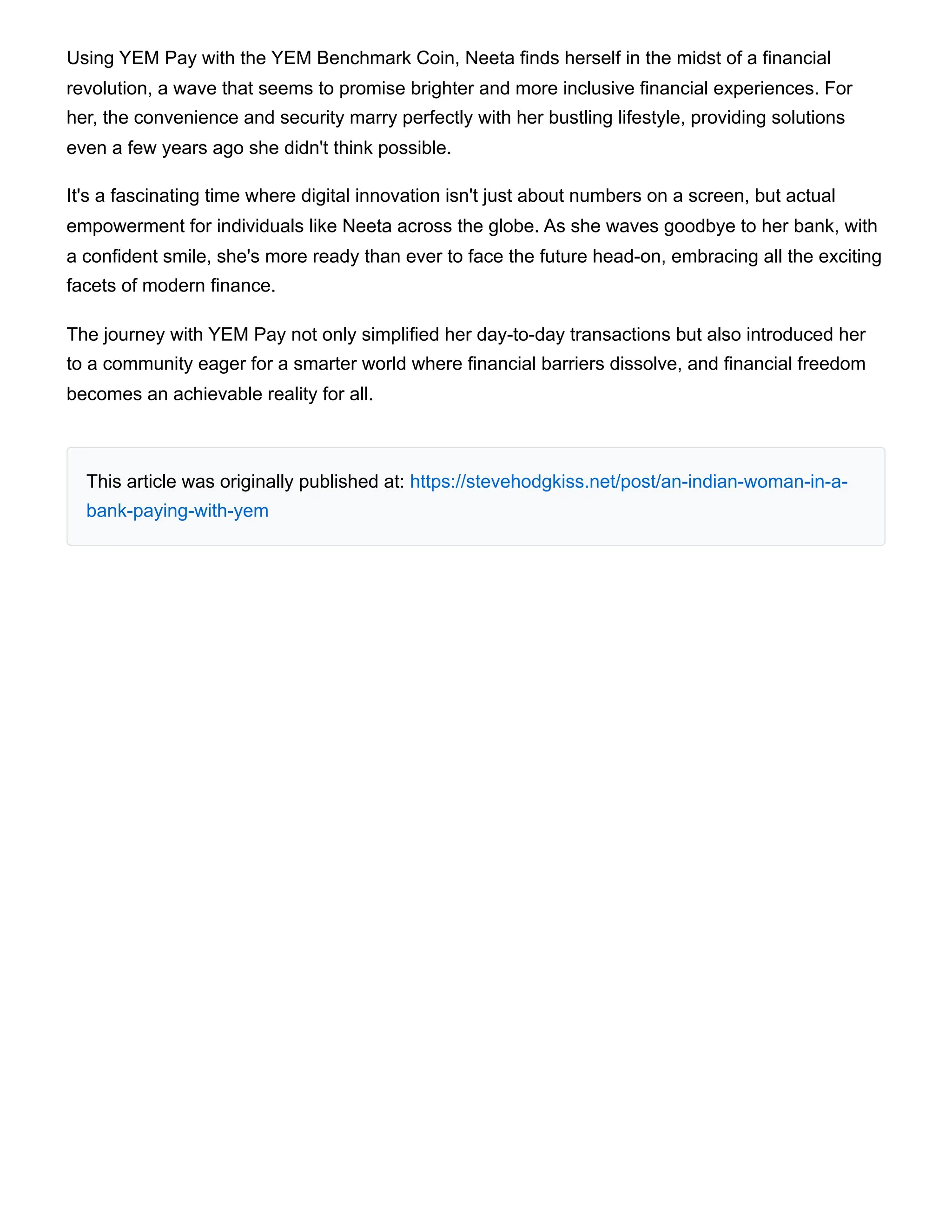 YEM Pay: An Indian woman in a bank paying with YEM | PDF