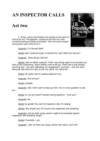 An Inspector Calls Act 2 Year 10 | PDF