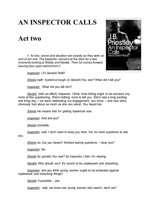 An Inspector Calls Act 2 Year 10 | PDF
