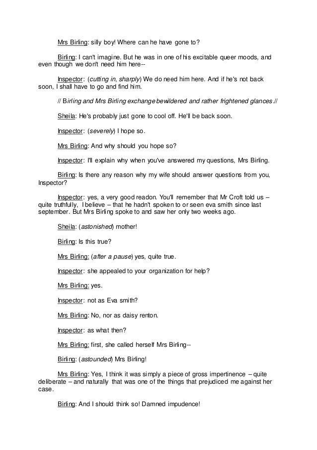 An Inspector Calls Act 2 Year 10