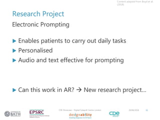 Investigating Augmented Reality as a Cognitive Prosthesis for People ...