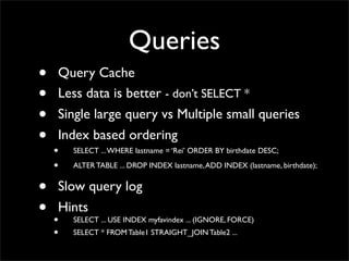 An introduction to mysql Performance Optimization (2008) | PPT