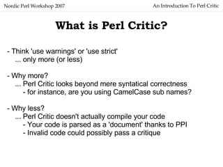 An Introduction To Perl Critic | PPT