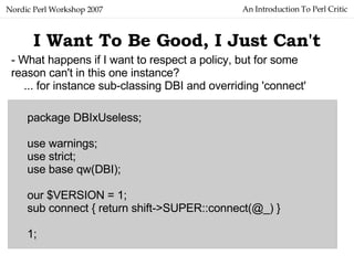 An Introduction To Perl Critic | PPT