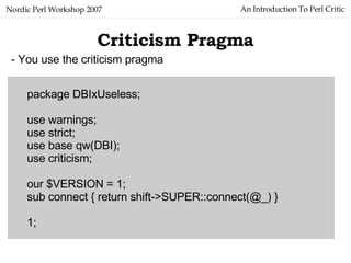 An Introduction To Perl Critic | PPT
