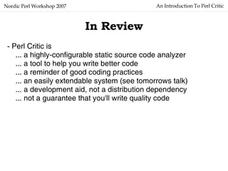 An Introduction To Perl Critic | PPT