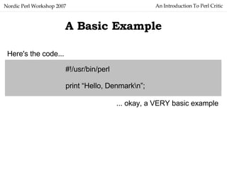 An Introduction To Perl Critic | PPT