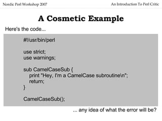 An Introduction To Perl Critic | PPT