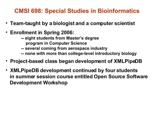 An Open Source Framework For Teaching Bioinformatics Ppt
