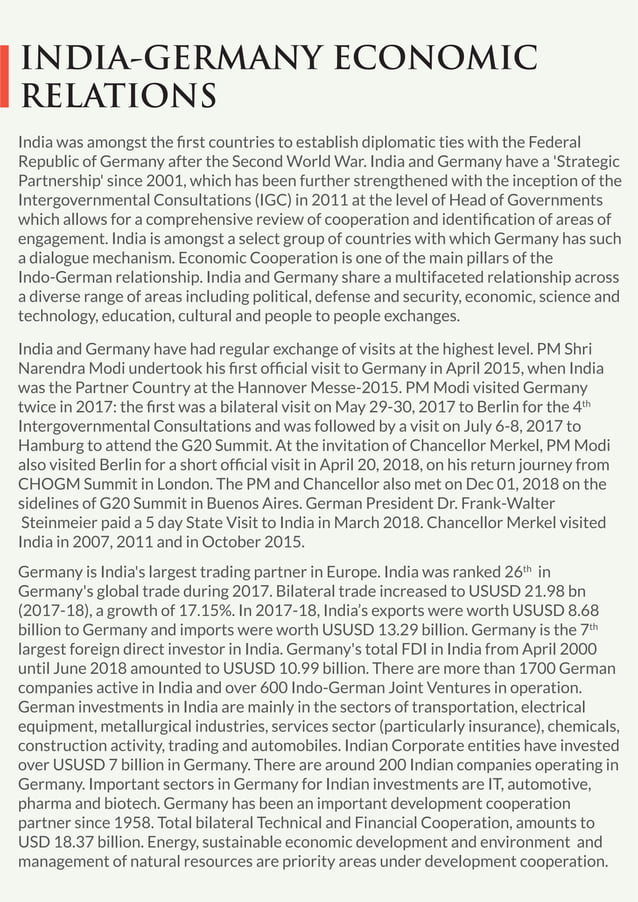 An overview of India Germany Trade relationship today and tomorrow | PDF
