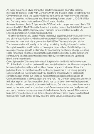 An overview of India Germany Trade relationship today and tomorrow | PDF