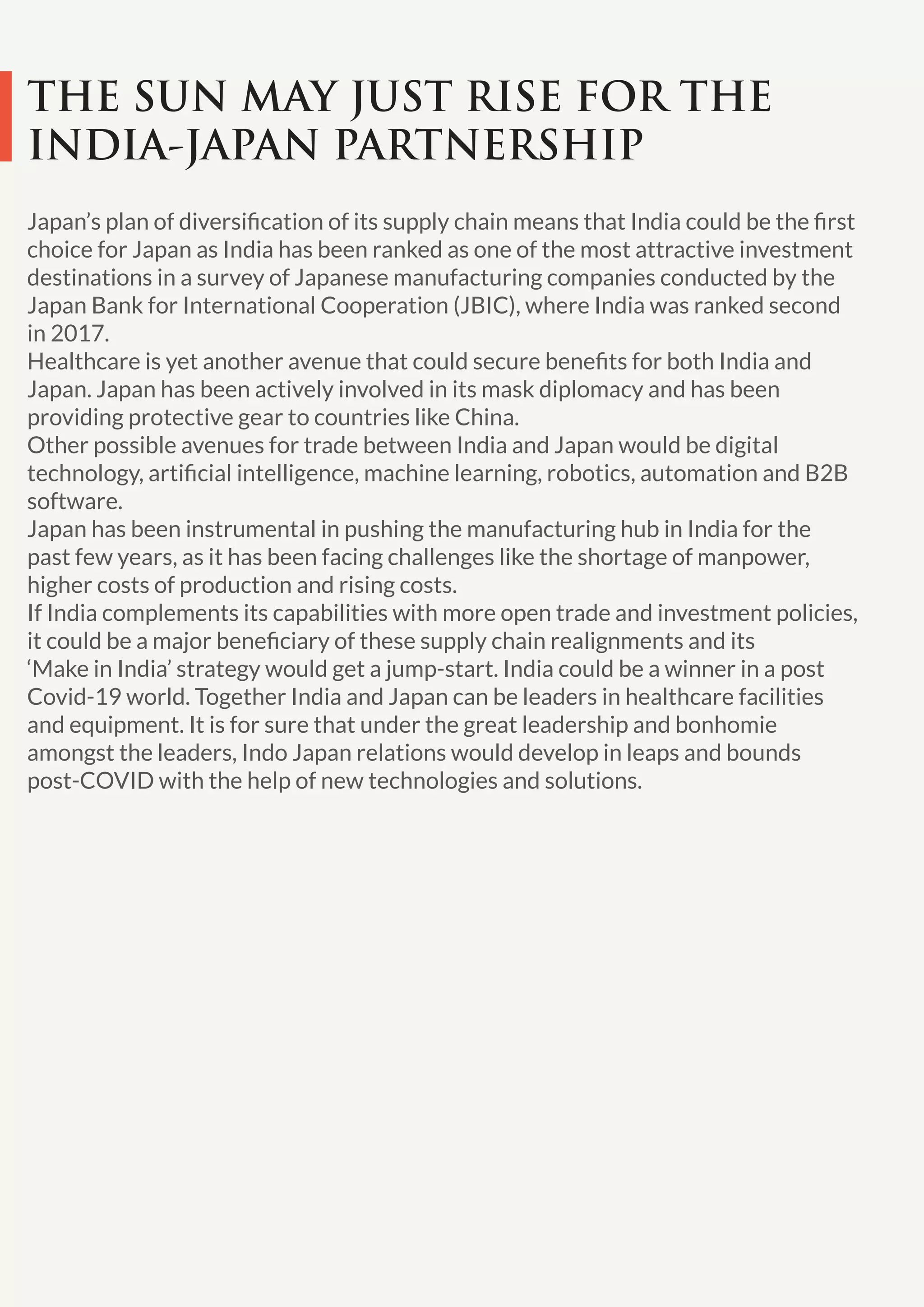 An overview of india japan trade relation today and tomorrow | PDF