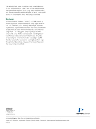 Improved Sensitivity and Dynamic Range Using the Clarus SQ 8 GC/MS System for EPA Method 8270D ...
