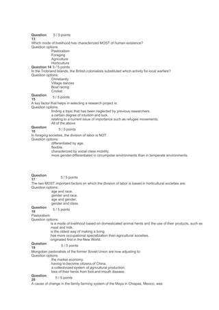 An310 cultural anthropology exam 2 answers (ashworth college) | PDF