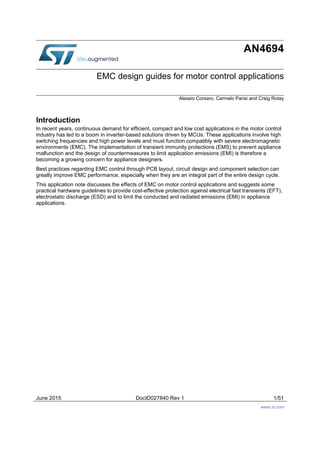 An4694 emc-design-guides-for-motor-control-applications-stmicroelectronics | PDF