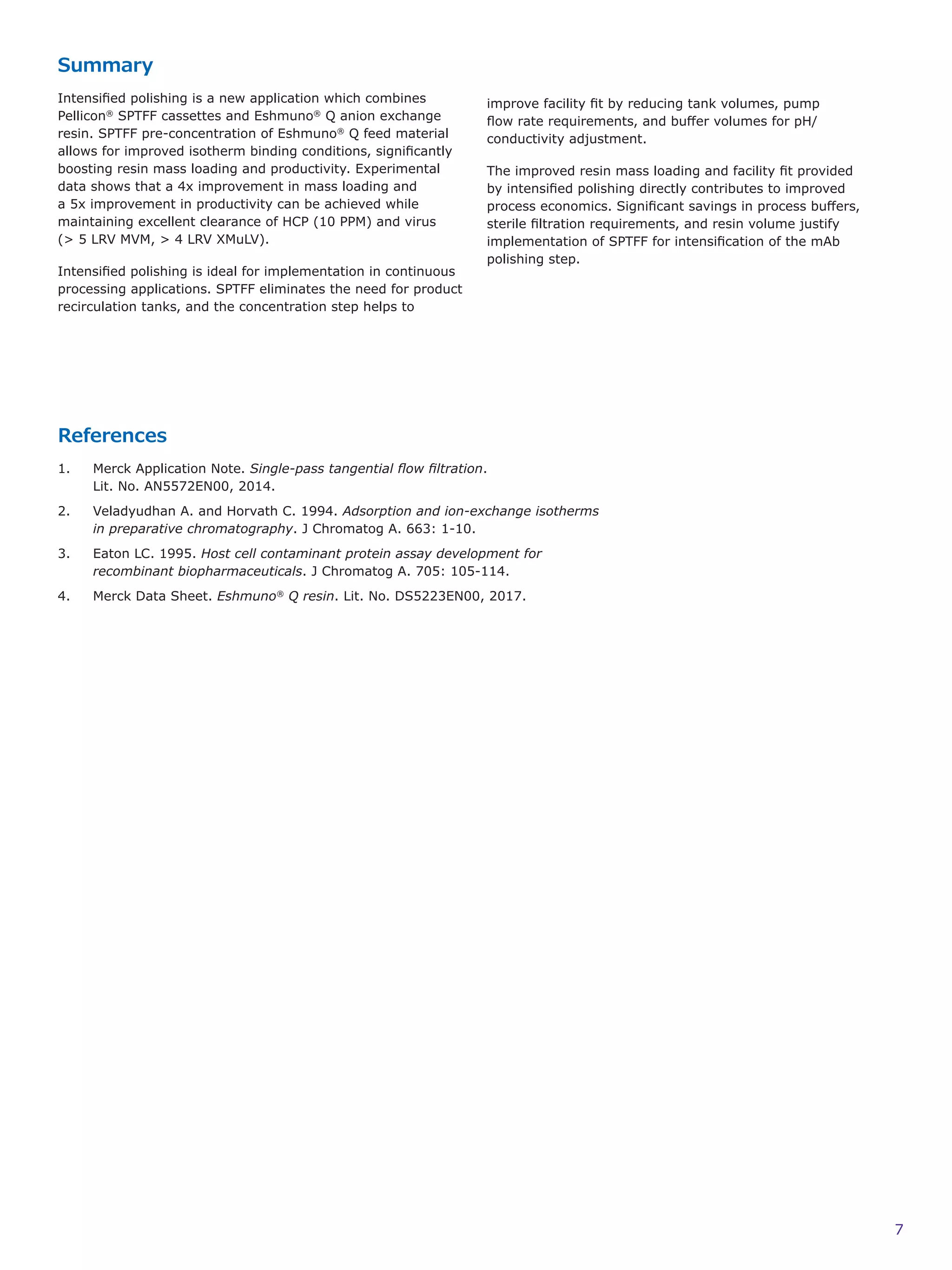 Intensified polishing using single-pass tangential flow filtration ...