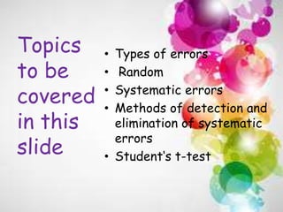 Errors: types, determination and elimination | PPT