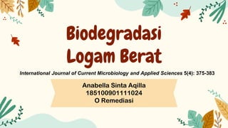 Resume jurnal biodegredasi logam berat, tanah menjadi salah satu ...
