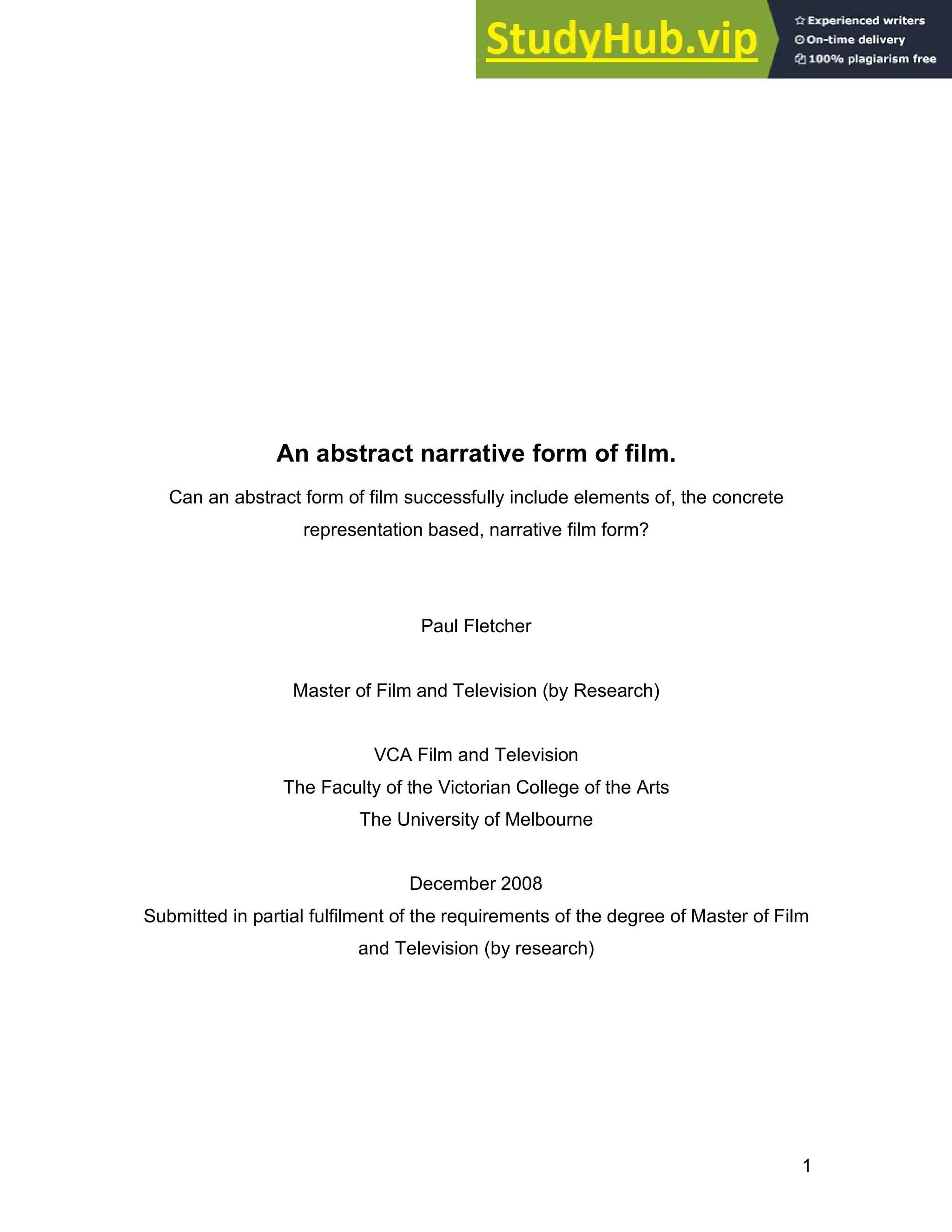 An Abstract Narrative Form Of Film | PDF