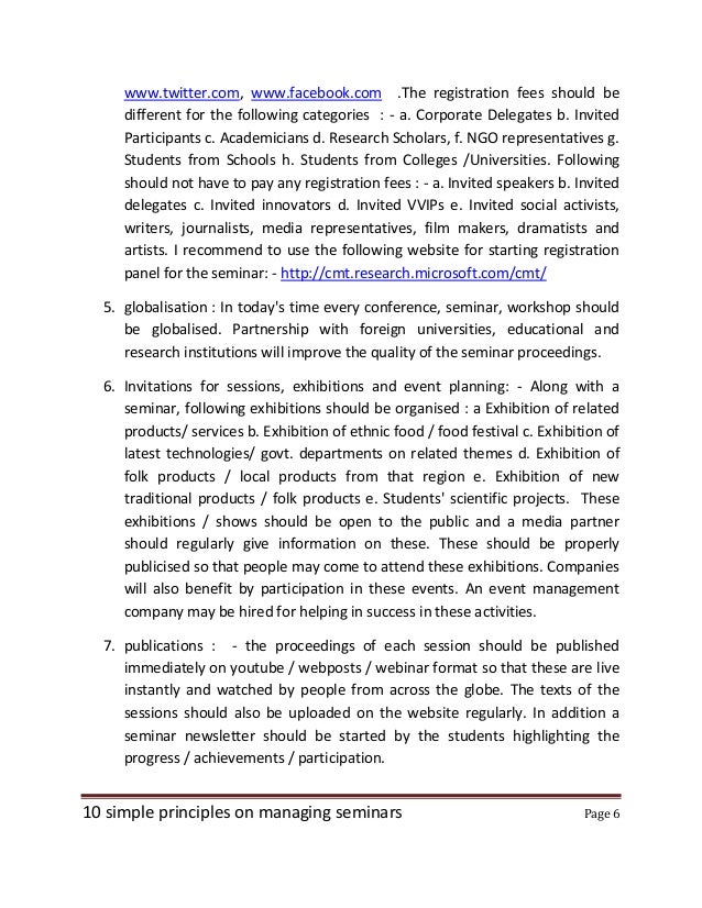 An Academicians Guide To Managing Seminars Conferences Conventions