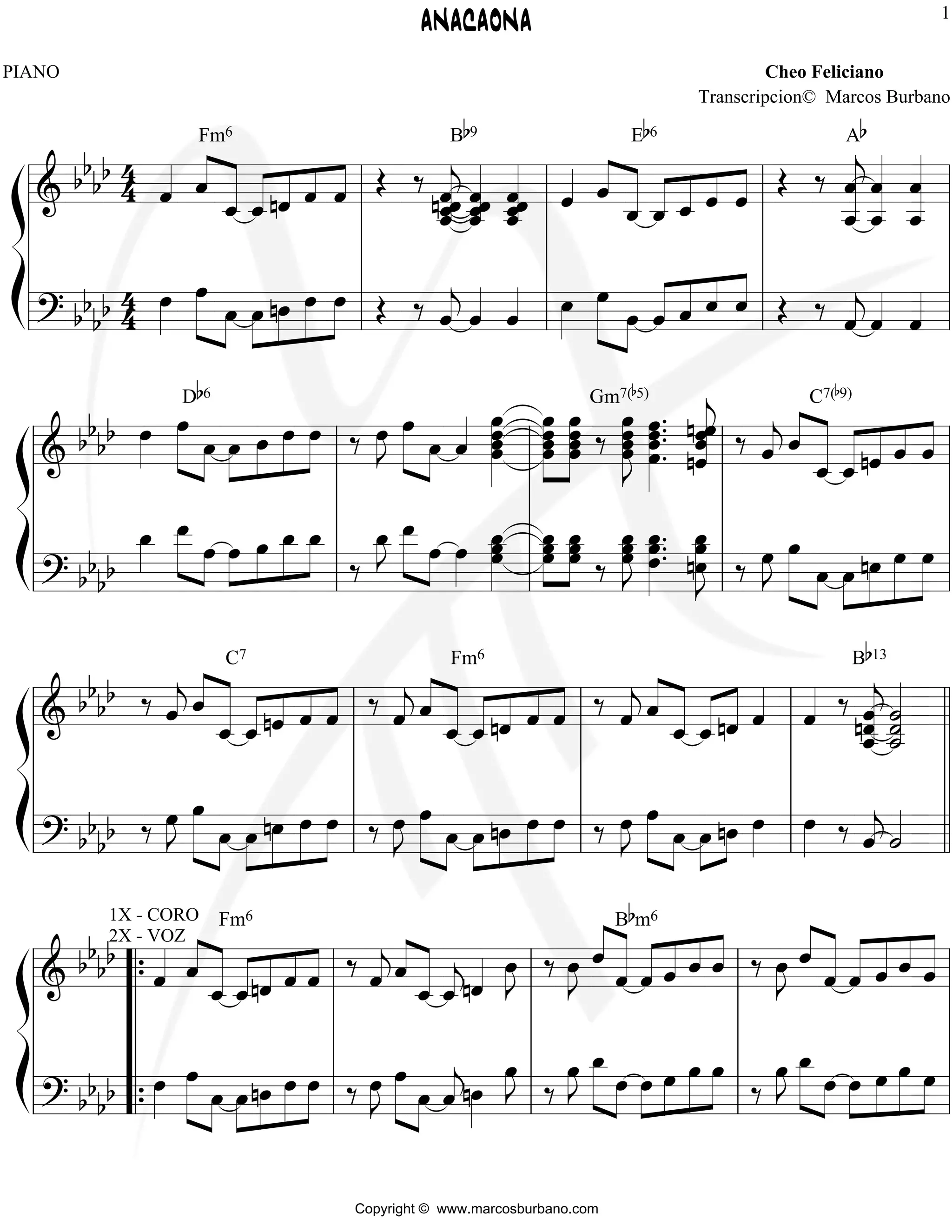 Anacaona piano 2 manos | PDF