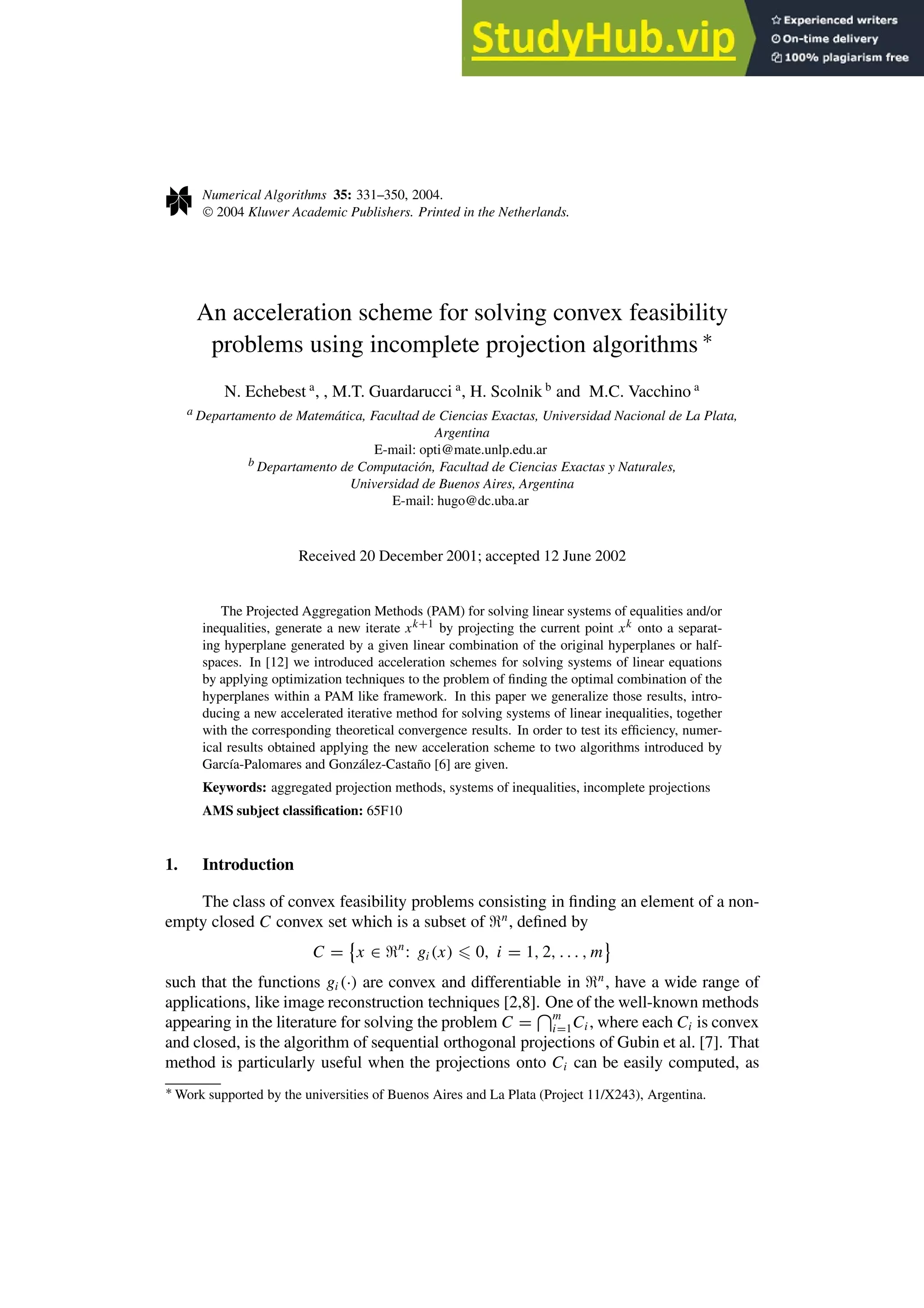 An Acceleration Scheme For Solving Convex Feasibility Problems Using