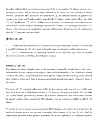 An access point based fec mechanism for video transmission over wireless la ns | PDF