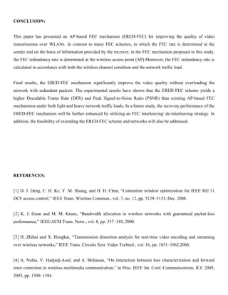 An access point based fec mechanism for video transmission over wireless la ns | PDF