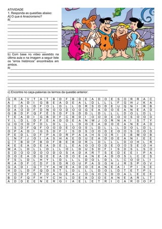 Atividade sobre o anacronismo na HIstoria | DOCX