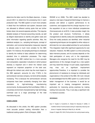 An Activity Based Costing-Based A Case Study Of A Taiwanese Gudeng Precision Company | PDF ...