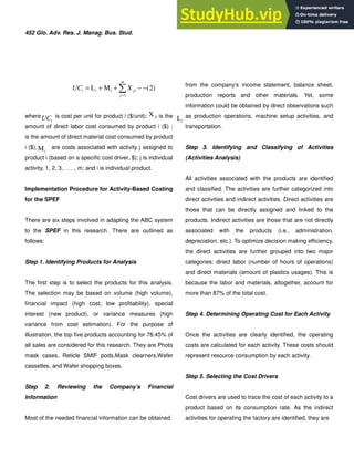An Activity Based Costing-Based A Case Study Of A Taiwanese Gudeng ...
