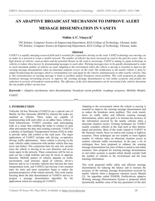 An adaptive broadcast mechanism to improve alert | PDF