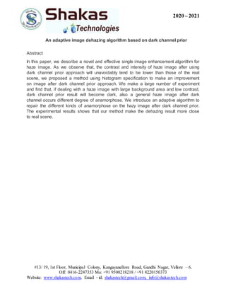 An adaptive image dehazing algorithm based on dark channel prior | PDF