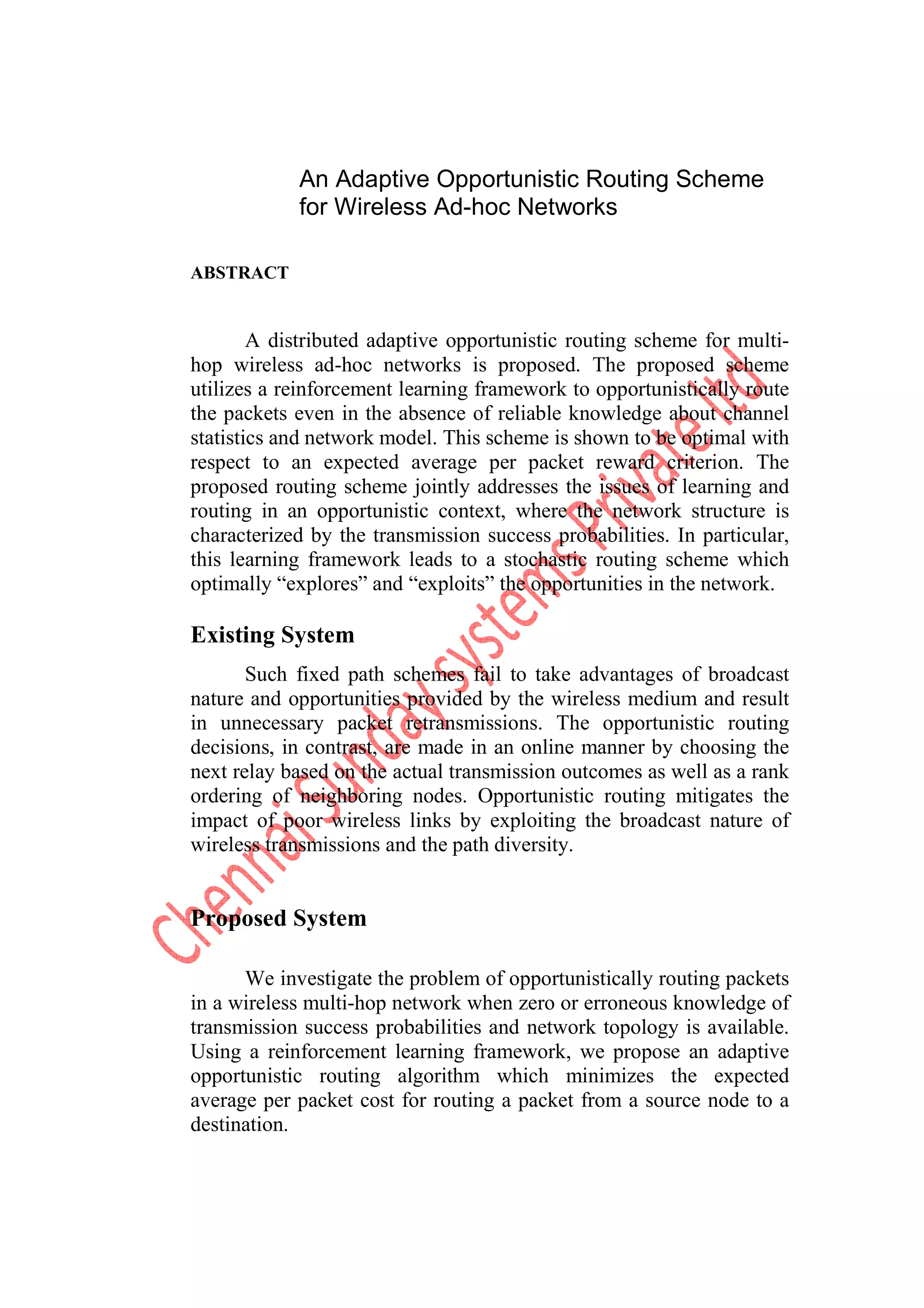 An adaptive opportunistic routing scheme for wireless ad hoc networks | PDF