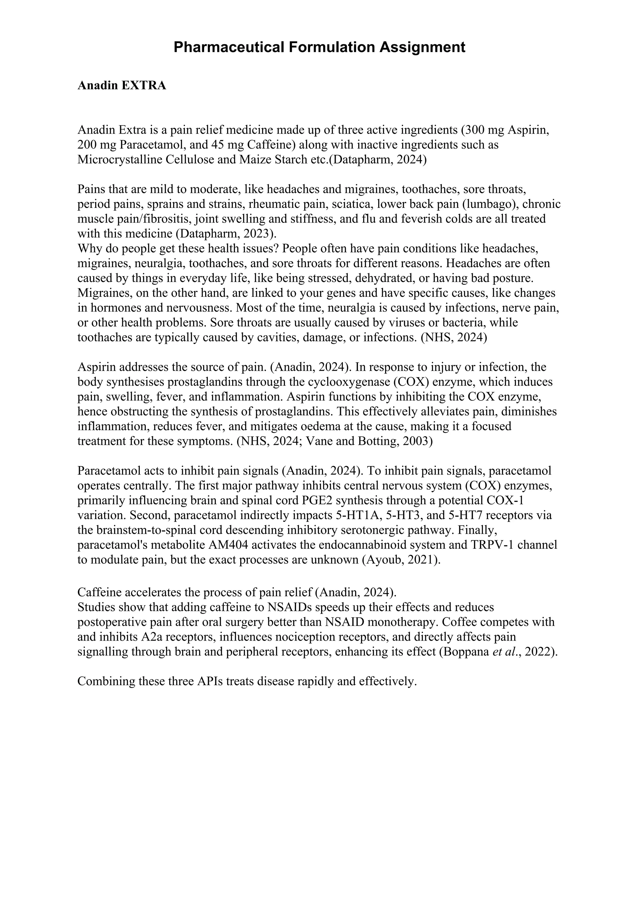 Comprehensive Analysis of Anadin Extra: Formulation, Composition, and ...