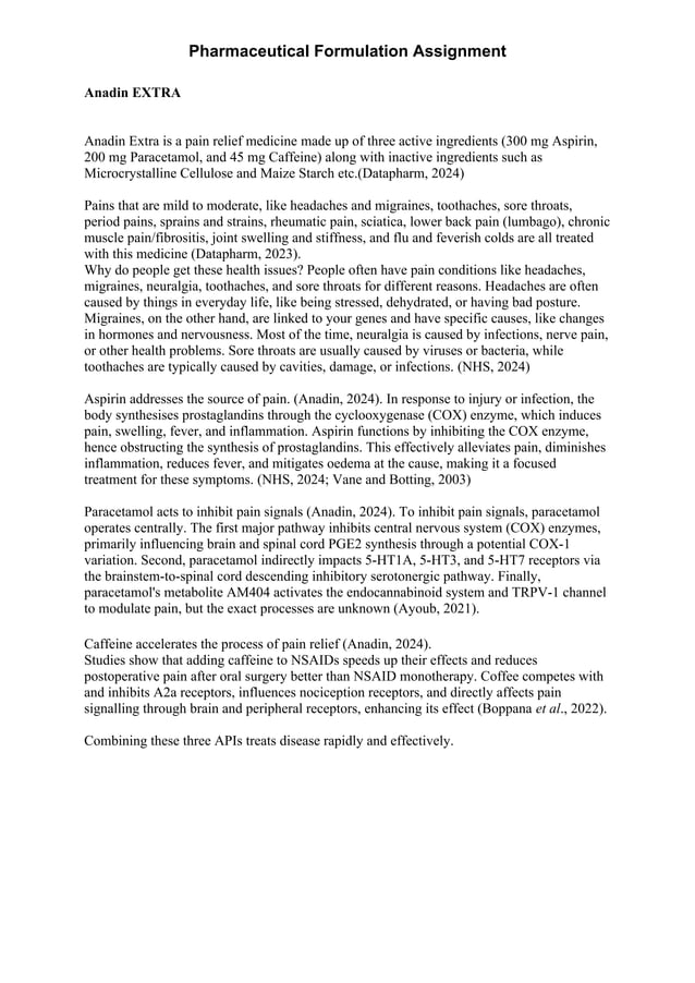 Comprehensive Analysis of Anadin Extra: Formulation, Composition, and ...