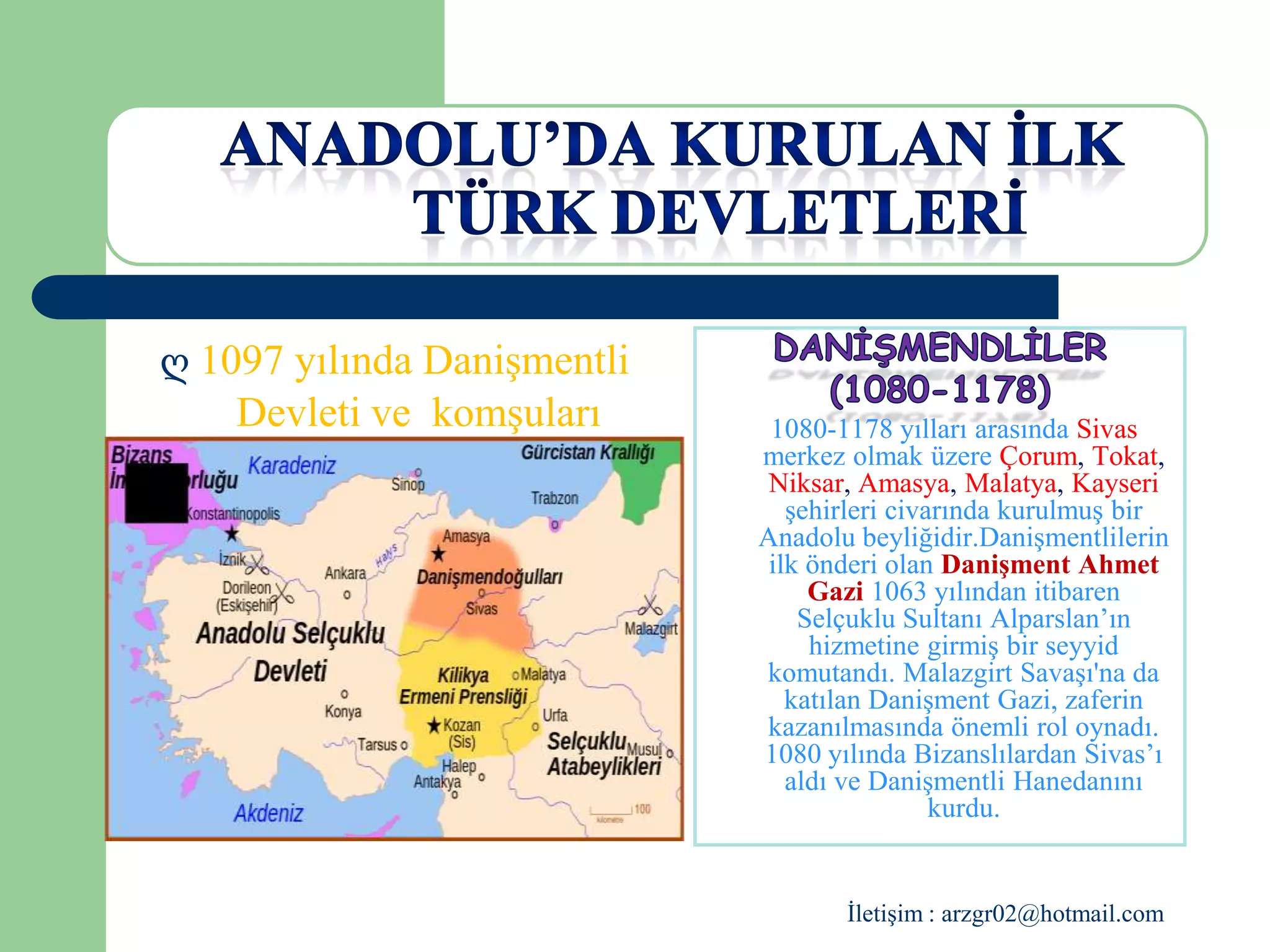 Anadolu’da kurulan i̇lk türk devletleri̇-beylikleri | PPTX