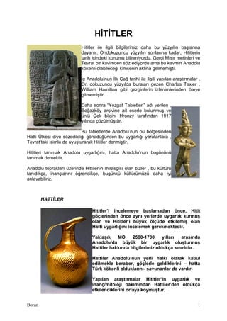 Anadolu Medeniyetleri Hitit Frig Urartu | PDF