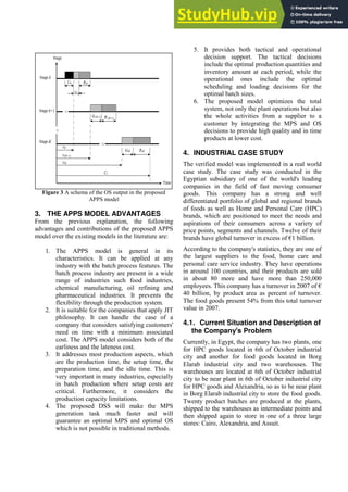 AN ADVANCED PRODUCTION PLANNING AND SCHEDULING SYSTEM FOR BATCH PROCESS ...