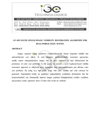 An advanced single image visibility restoration algorithm for real-world hazy scenes | PDF