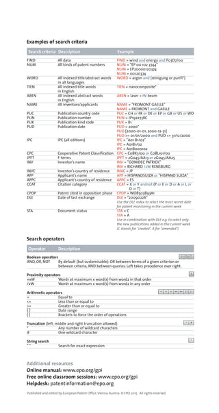 An advanced tool for searching the epo's worldwide patent data | PDF