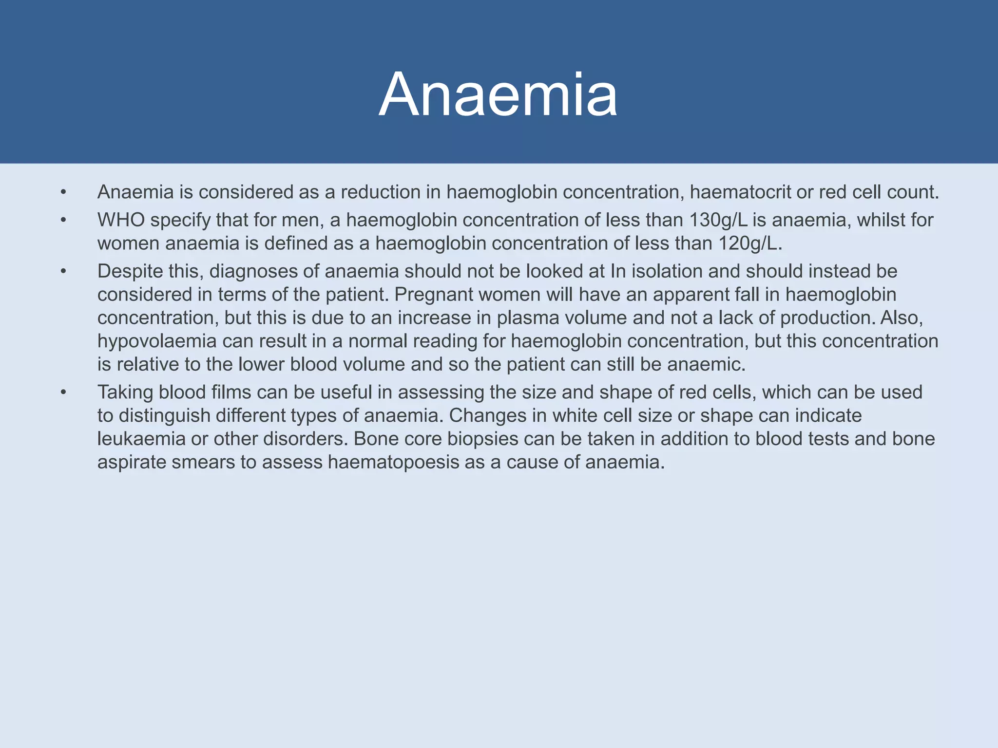 Anaemia and pathology | PPTX